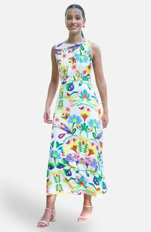 YUMI Cotton Abstract Print Maxi Dress - Multi