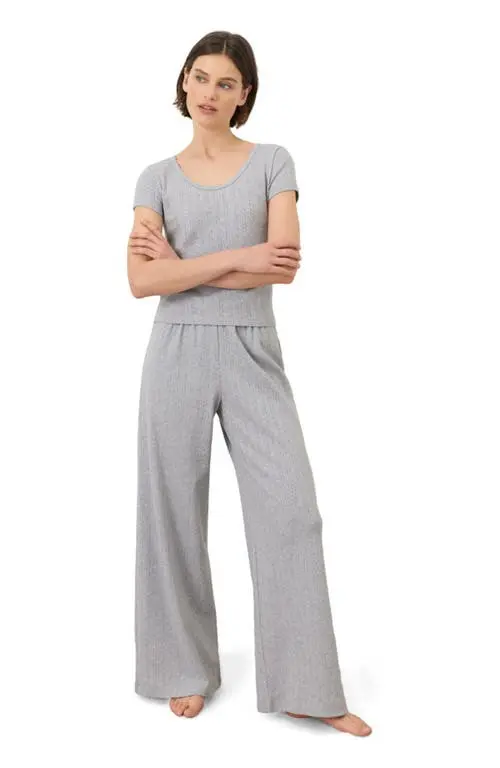 PACT Organic Cotton Pointelle Wide Leg Pants - Heather Grey