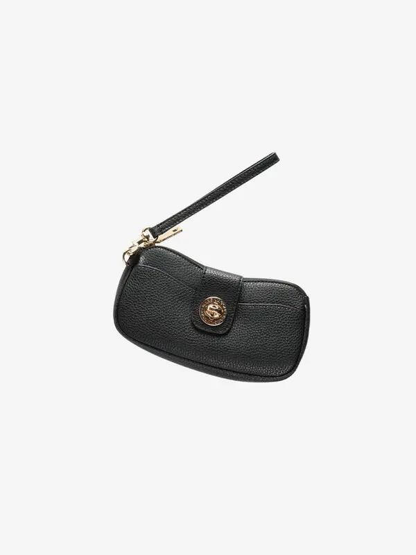 Marc Jacobs Signeted Turnlock Slg Wristlet Bag - Black