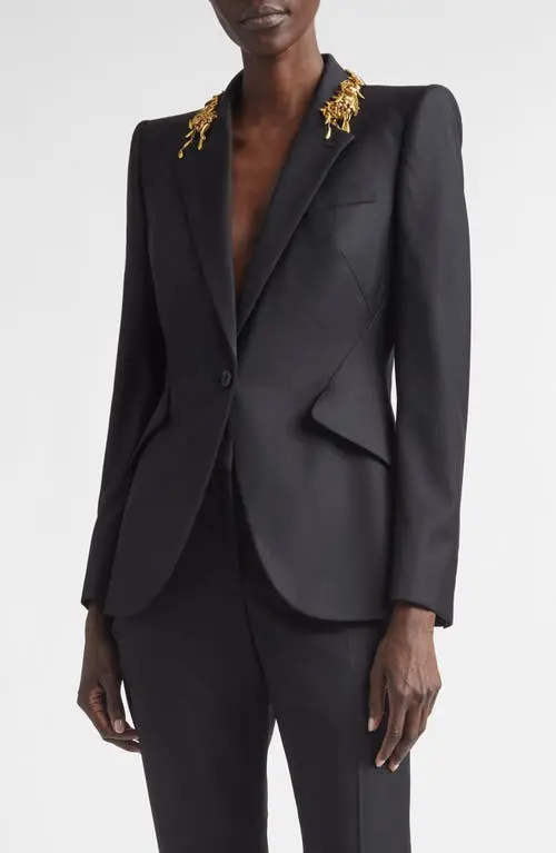 Alexander McQueen Embellished Collar Wool Jacket