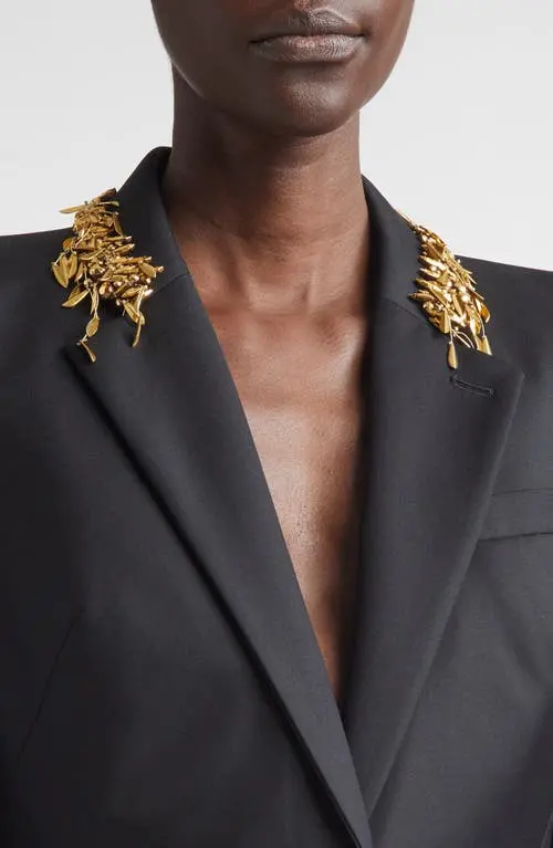 Alexander McQueen Embellished Collar Wool Jacket