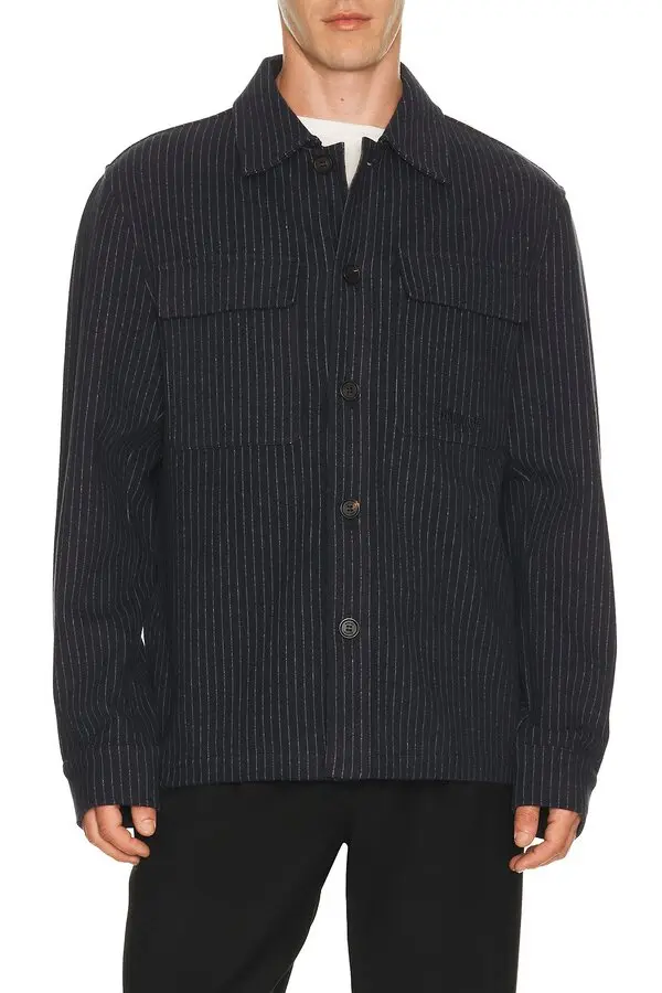 Mackage Porter Overshirt In Navy - Navy & Cream