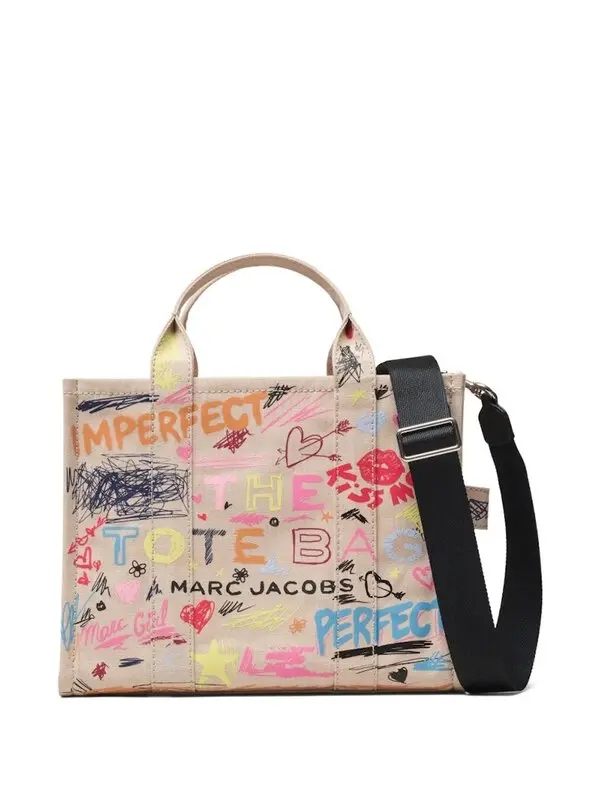 Marc Jacobs Punk Scribble Canvas Medium Tote Bag - Tan