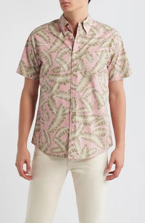 Brooks Brothers Print Short Sleeve Cotton Button-down Shirt