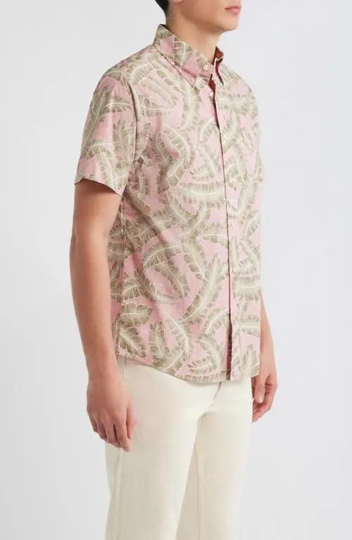 Brooks Brothers Print Short Sleeve Cotton Button-down Shirt