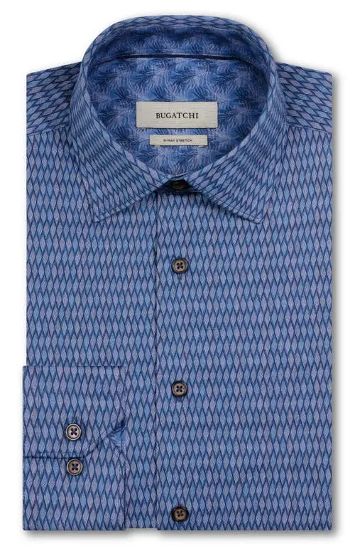 Bugatchi Jimmy Ooohcotton® Basketweave Print Button-up Shirt - Cobalt
