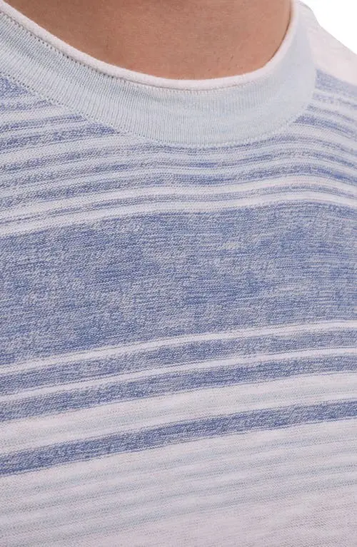 Bugatchi Striped Cotton Crewneck Sweater - Cobalt