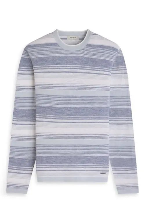 Bugatchi Striped Cotton Crewneck Sweater - Cobalt
