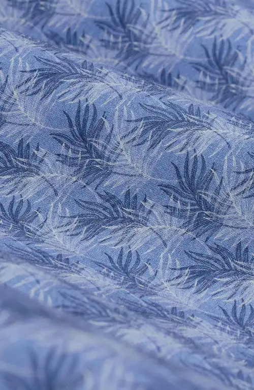 Bugatchi Miles Ooohcotton® Leaf Print Short Sleeve Button-up Shirt - Cobalt