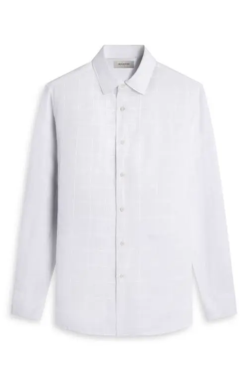 Bugatchi Julian Windowpane Linen Blend Button-up Shirt - White
