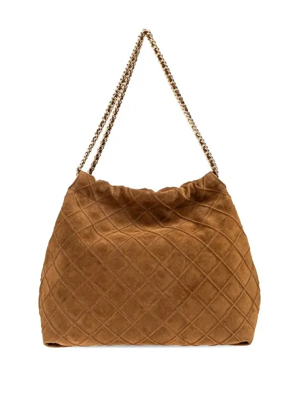 Tory Burch Fleming Suede Hobo Bag - Chicory Brown