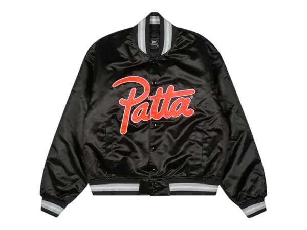 PATTA Classic Satin Bomber Jacket - Black
