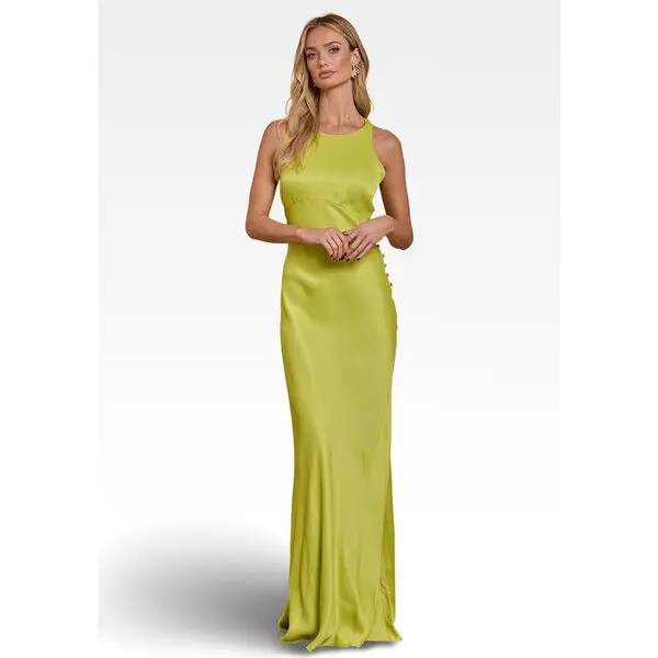 MAIDS TO MEASURE Coco Satin Dress - Lime