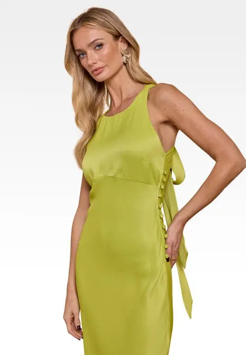 MAIDS TO MEASURE Coco Satin Dress - Lime