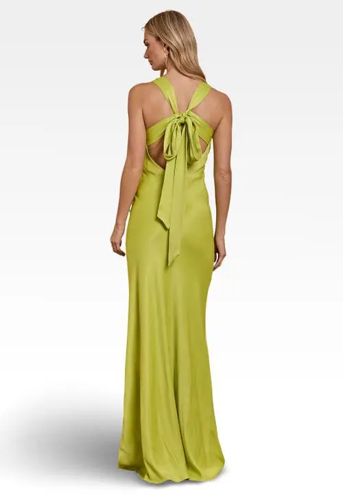 MAIDS TO MEASURE Coco Satin Dress - Lime