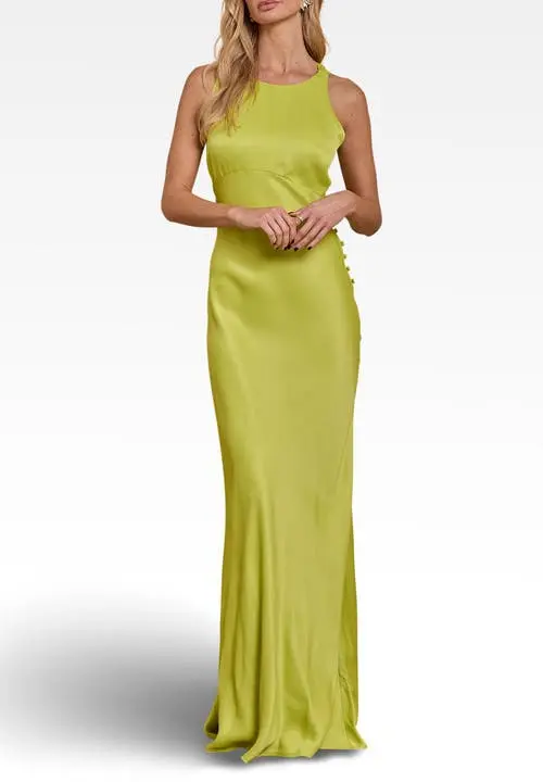 MAIDS TO MEASURE Coco Satin Dress - Lime