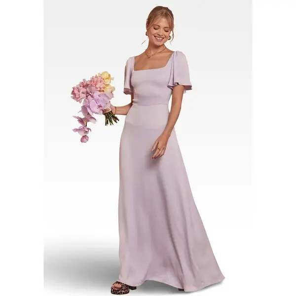 MAIDS TO MEASURE Clemmie Satin Bridesmaid Dress - Lilac