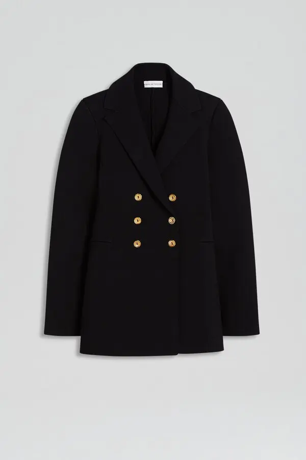 Scanlan Theodore Crepe Knit Gold Button Jacket - Black