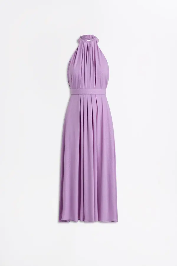Scanlan Theodore Tinsel Turban Neck Gown - Lilac