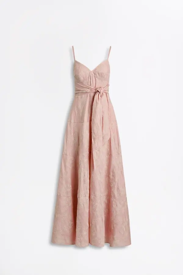 Scanlan Theodore Linen Cornelli Dress - Apricot