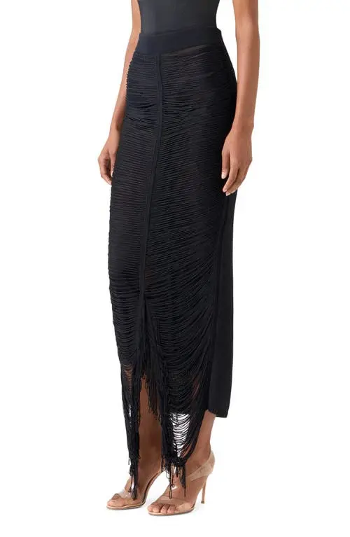 Akris Fringed Silk Knit Pencil Skirt