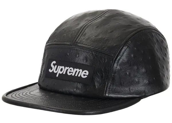 Supreme Ostrich Embossed Leather Goretex Camp Cap - Black