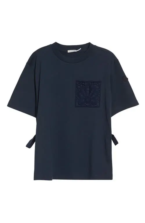 Moncler Lace Trim Cotton T-shirt - Navy Blue