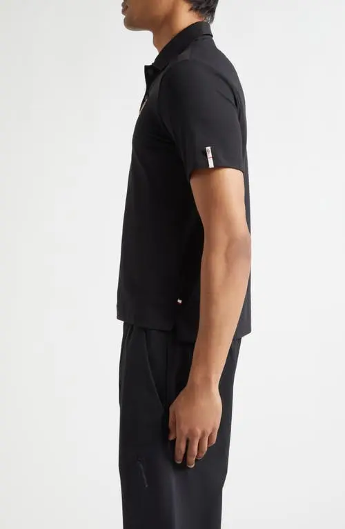 Moncler Logo Patch Piqué Polo - Black