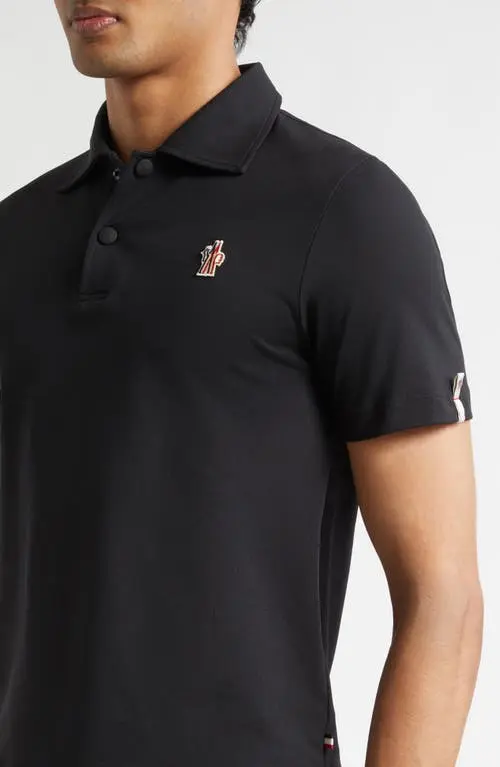 Moncler Logo Patch Piqué Polo - Black