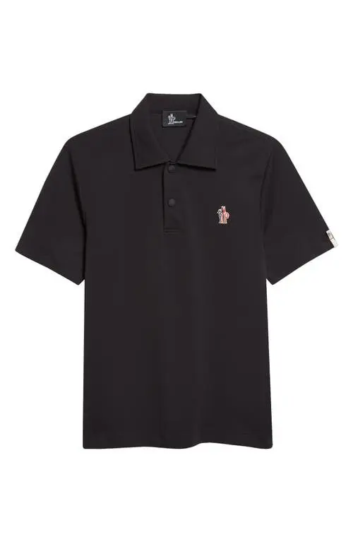Moncler Logo Patch Piqué Polo - Black