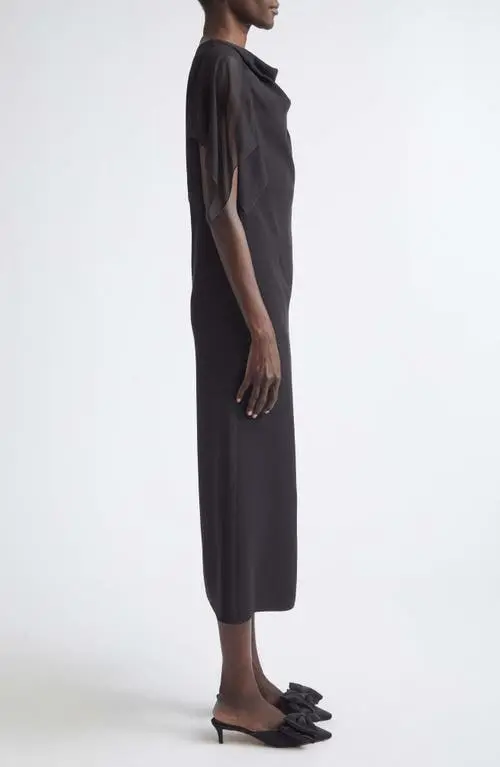 Valentino Garavani Draped Silk Cady Couture & Chiffon Midi Dress