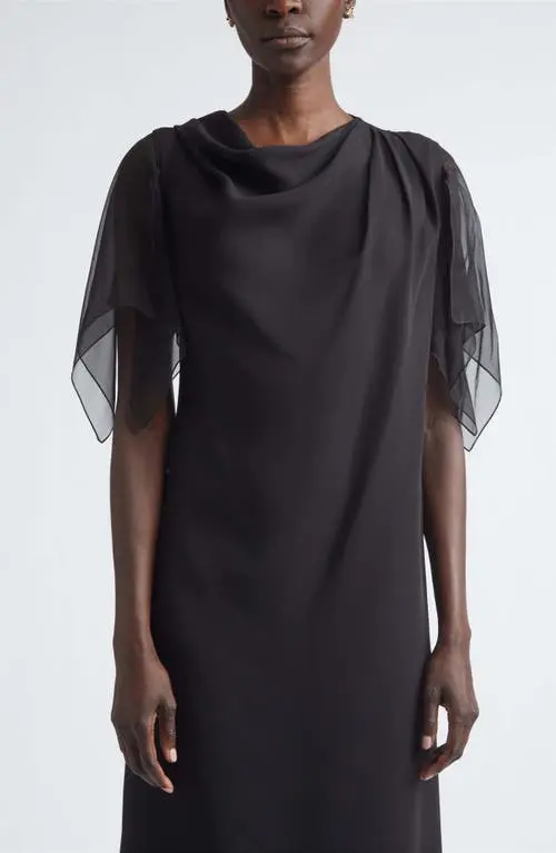 Valentino Garavani Draped Silk Cady Couture & Chiffon Midi Dress