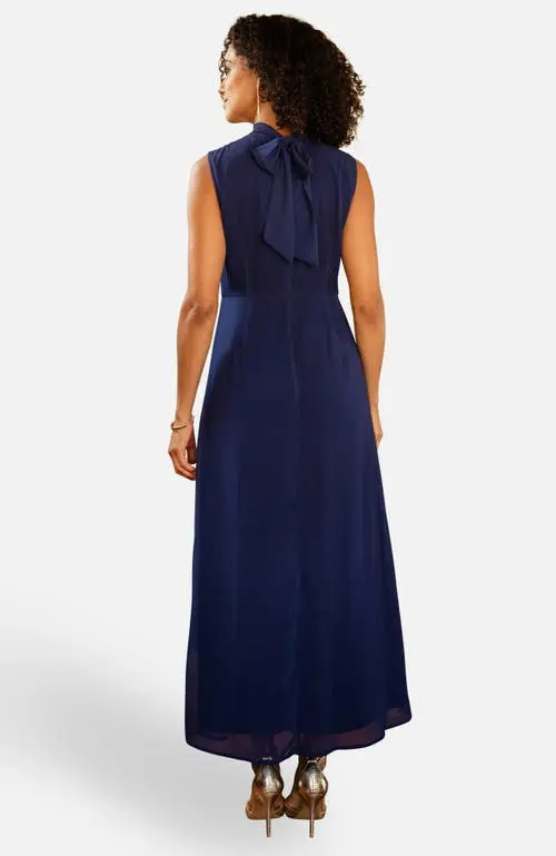 YUMI Floral High Neck Maxi Dress