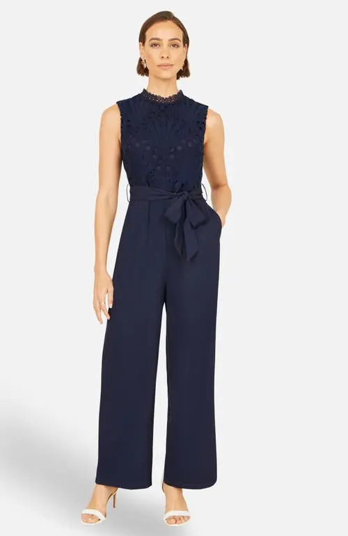 YUMI Lace Sleeveless Jumpsuit - Navy