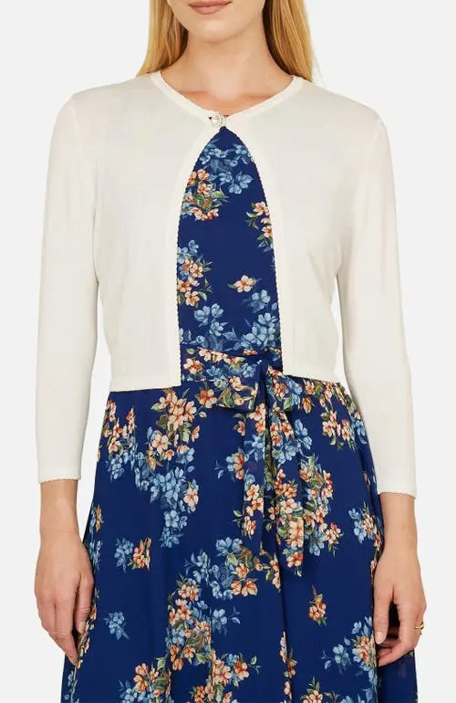 YUMI Diamante Button Cropped Cardigan