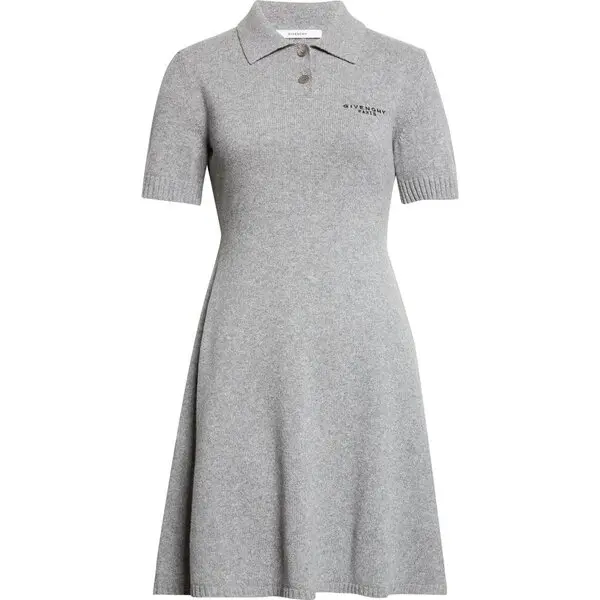 Givenchy Wool And Cashmere Polo Minidress - Light Grey