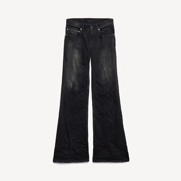 Balenciaga Wide-leg Cotton Denim Pants - Black