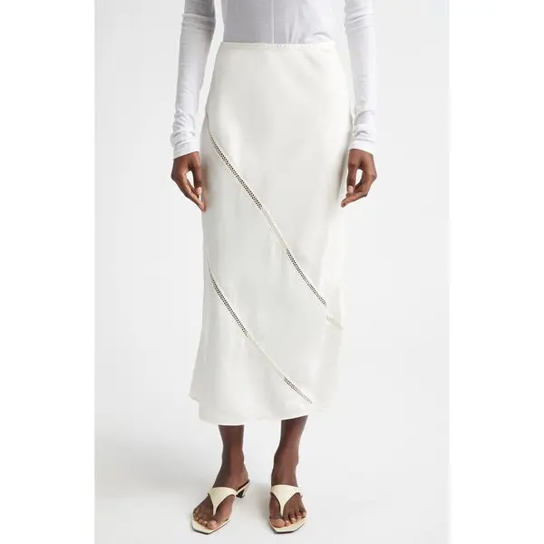 DIOTIMA Tobago Embroidered Silk Midi Skirt - Off-white