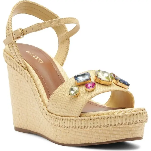 AREZZO Georgina Platform Wedge Sandal - Palha