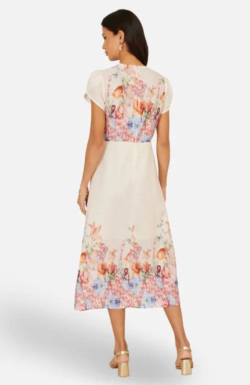 YUMI Floral Border Midi Dress