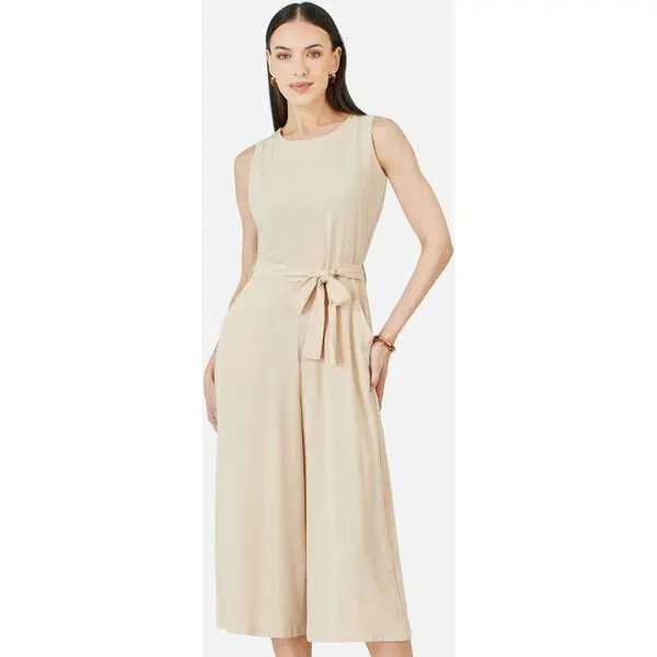 YUMI Viscose Culotte Jumpsuit - Natural