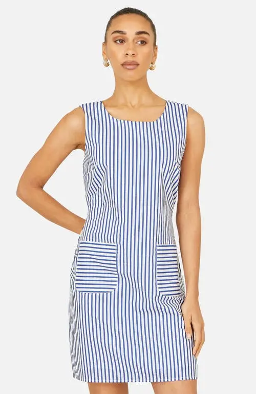 YUMI Stripe Cotton Shift Dress - Blue