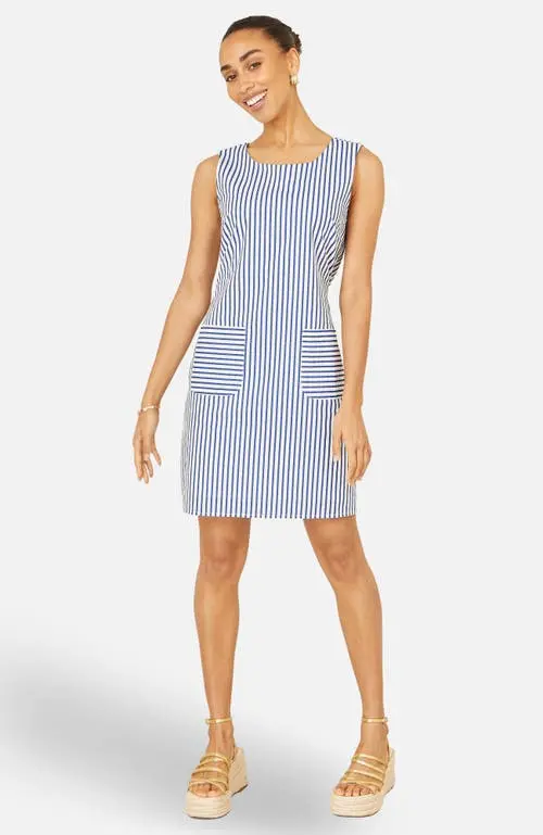 YUMI Stripe Cotton Shift Dress - Blue