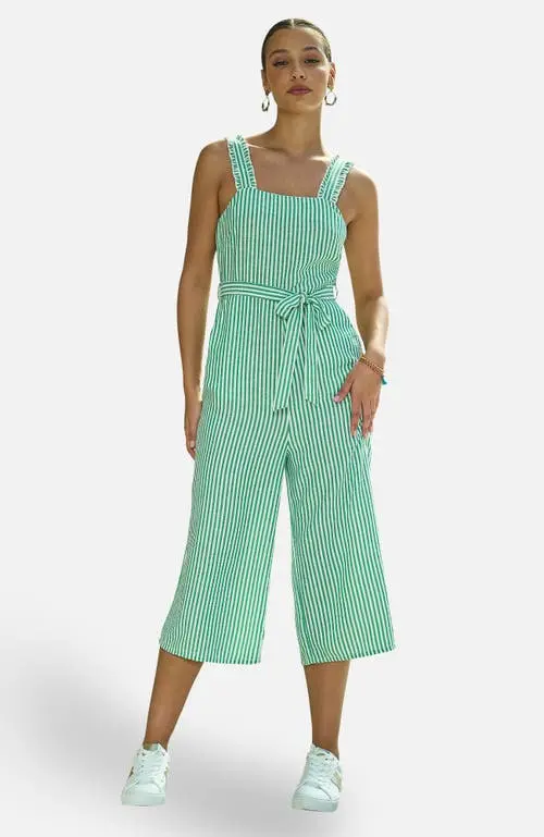 YUMI Stripe Strappy Jumpsuit - Green