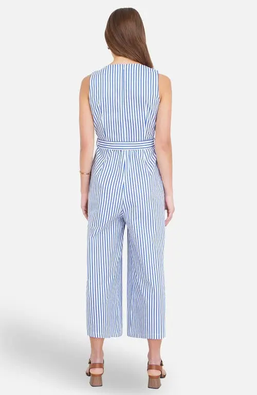 YUMI Cotton Stripe Sleeveless Culotte Jumpsuit