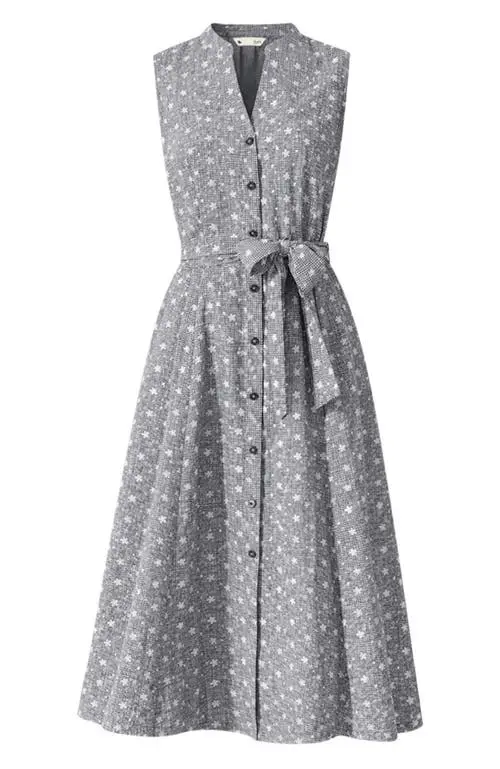 YUMI Sleeveless Broderie Shirt Dress - Black