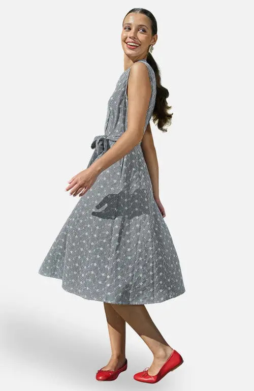 YUMI Sleeveless Broderie Shirt Dress - Black