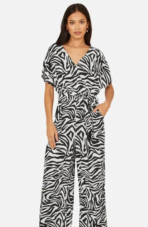 YUMI Zebra Print Relaxed Fit Jumpsuit
