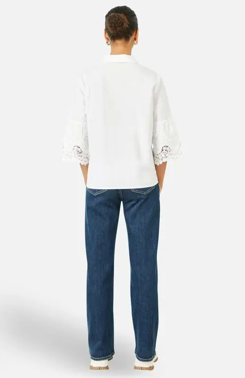 YUMI Cotton Lace Border Shirt