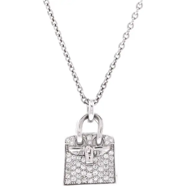 Hermès Birkin Amulette Pendant Necklace 18k And Diamonds - White Gold
